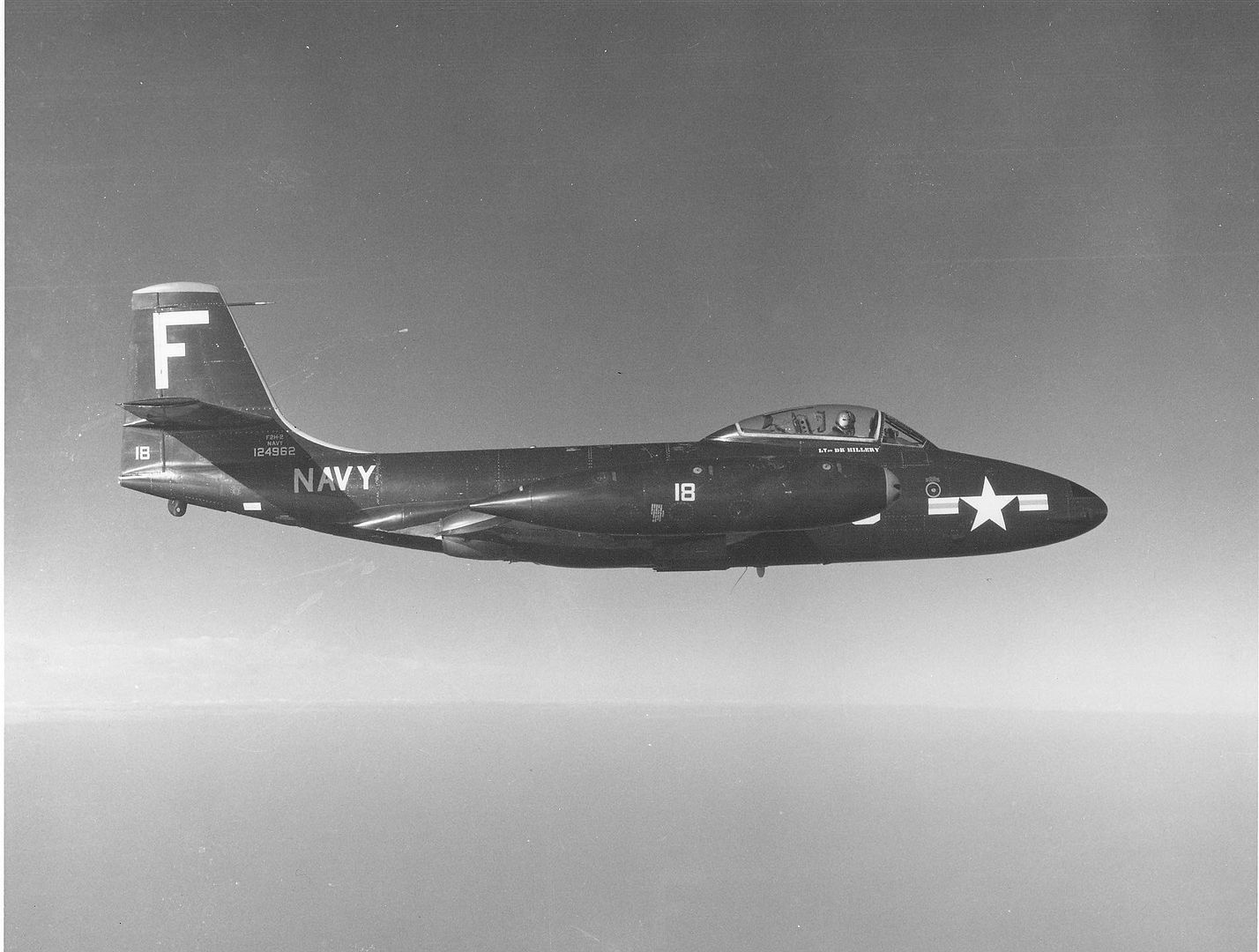 F2H-2 Banshee aircraft by McDonnell of VF-12 is in flight from the USS ...