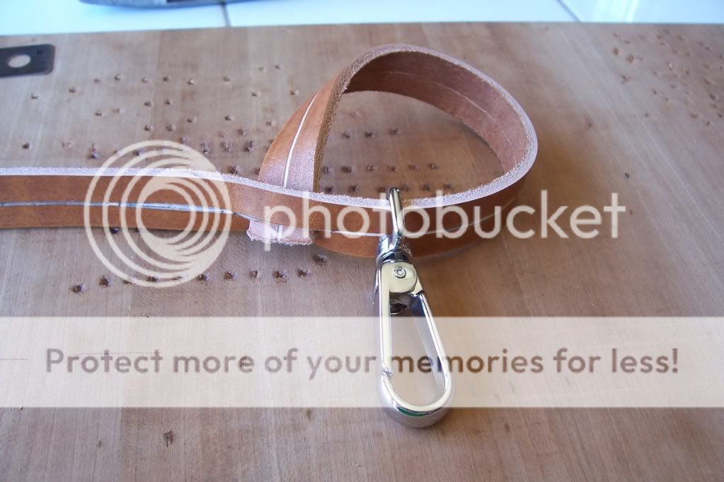 A picture tutorial of homemade leather leashes with braided ends ...