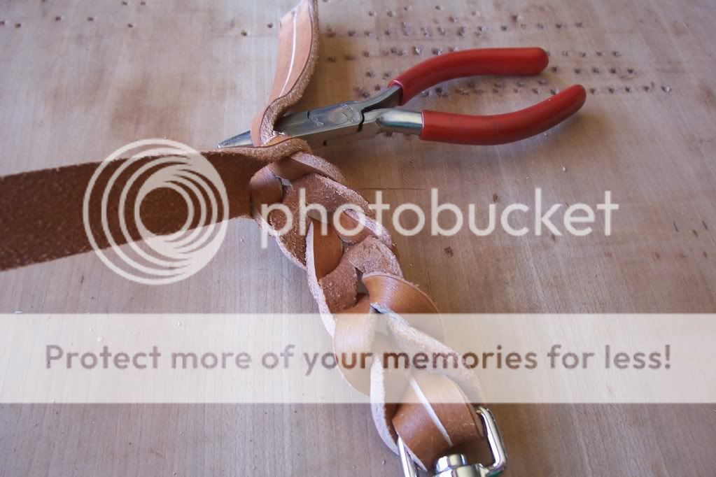A picture tutorial of homemade leather leashes with braided ends ...